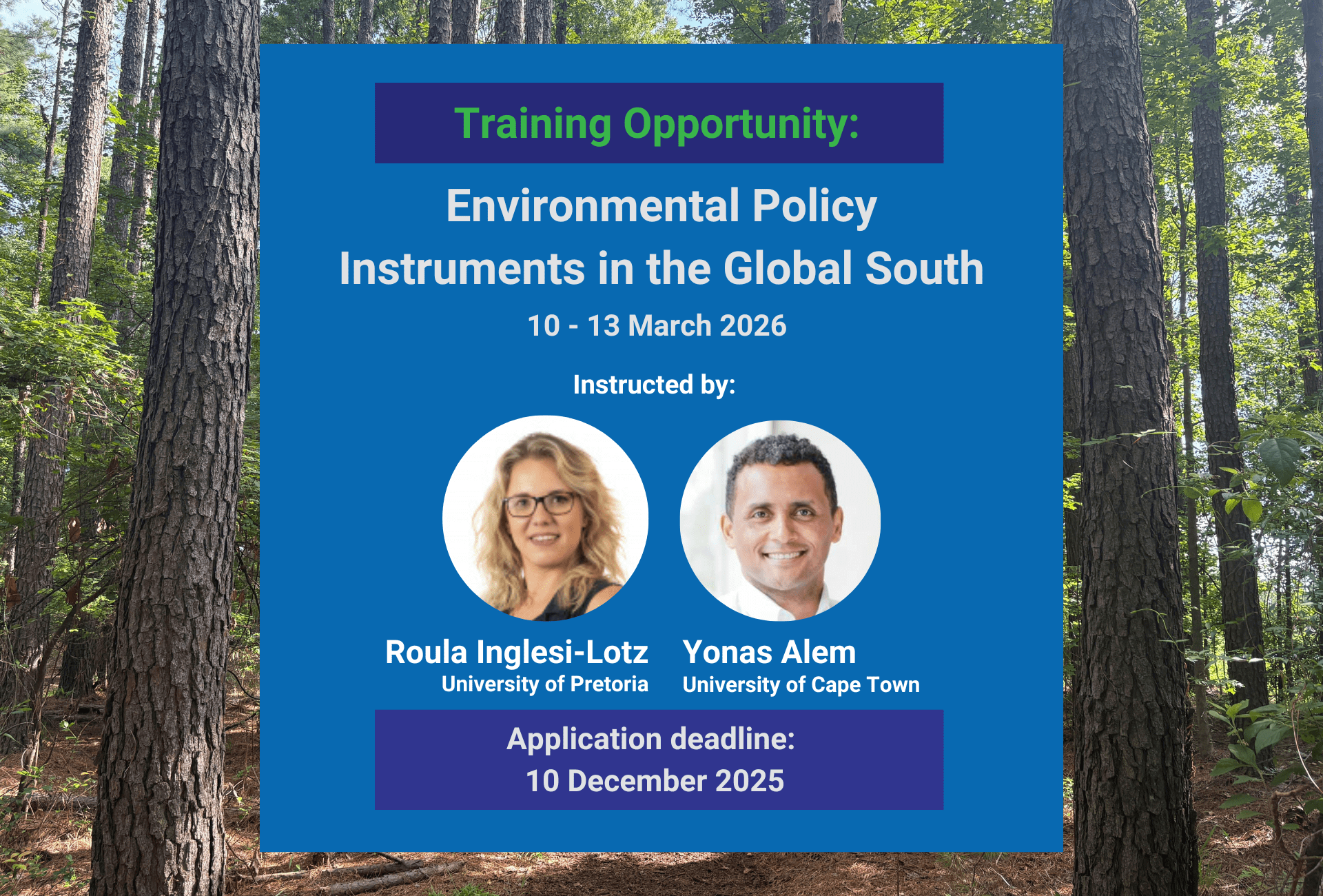 Training opportunity: Environmental Policy Instruments in the Global South | Economic Research ...