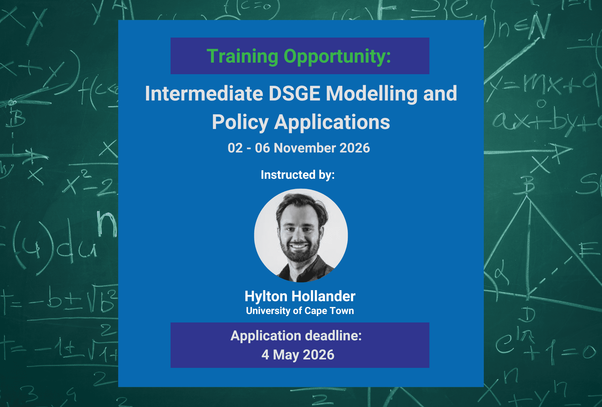 Training opportunity: Intermediate DSGE Modelling and Policy ...